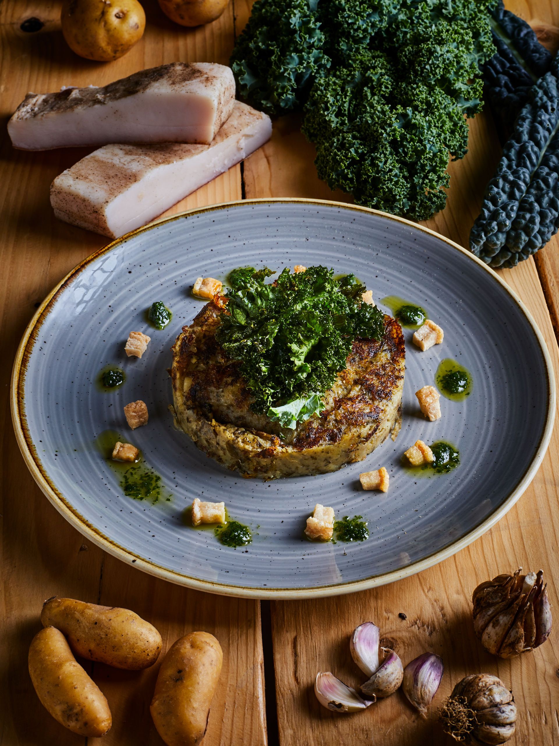 Estofado de pollo con col rizada