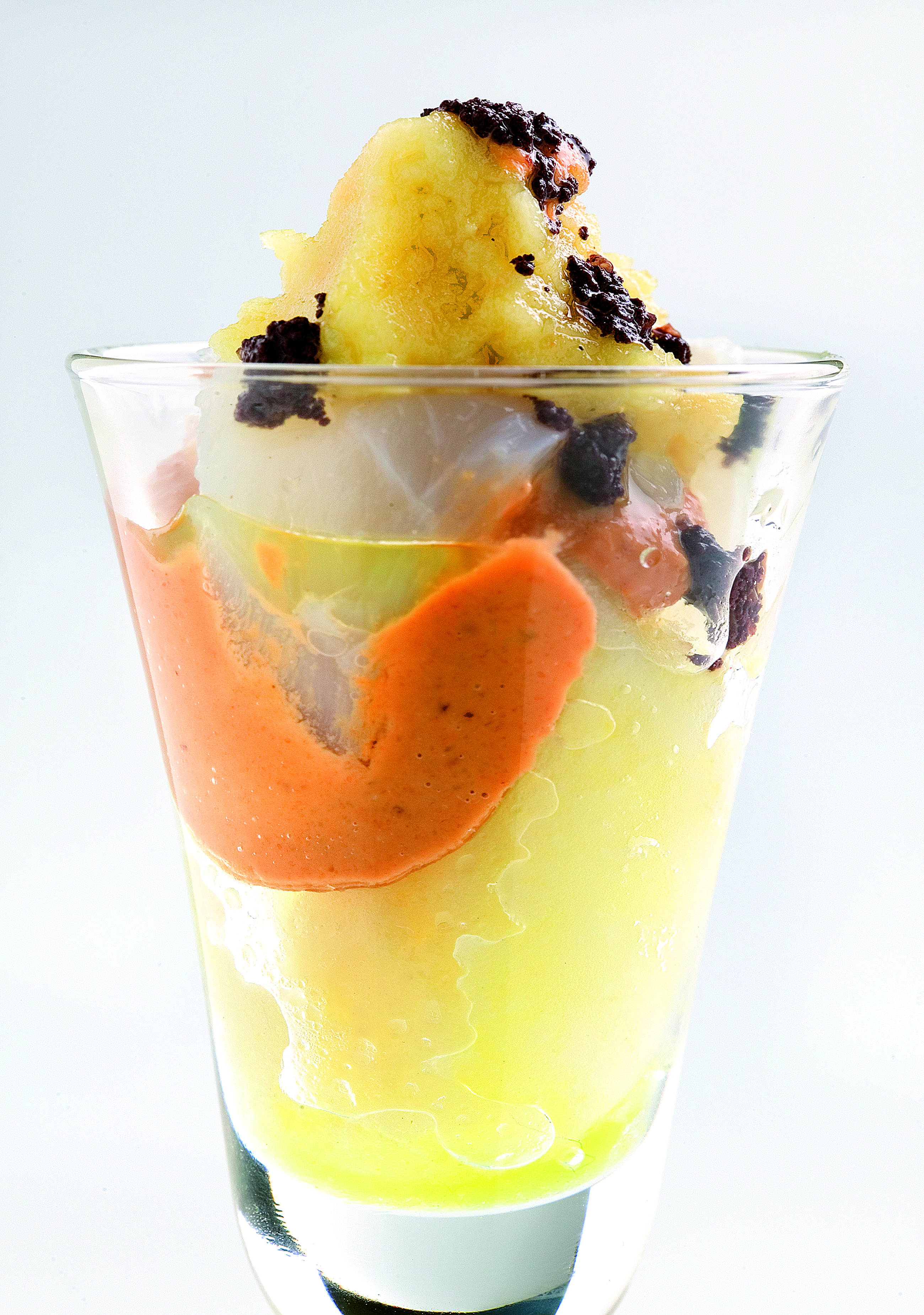 Copeta de patata amb bacallà i romesco